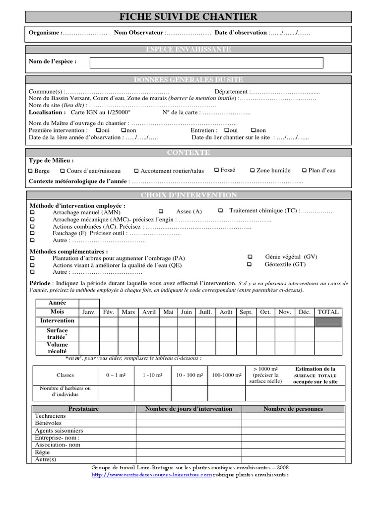 fiche suivi de chantier_fev2009.pdf | Espèces invasives | Incinération
