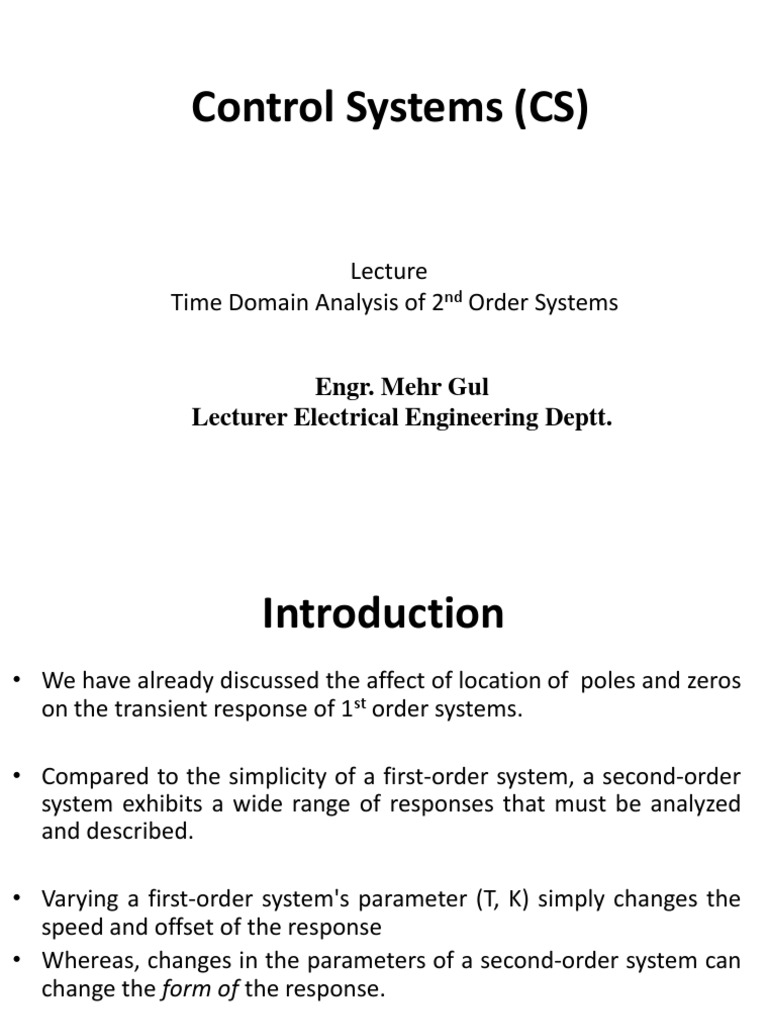 Time Domain Analysis of 2nd Order Systems | PDF | Mechanics ...