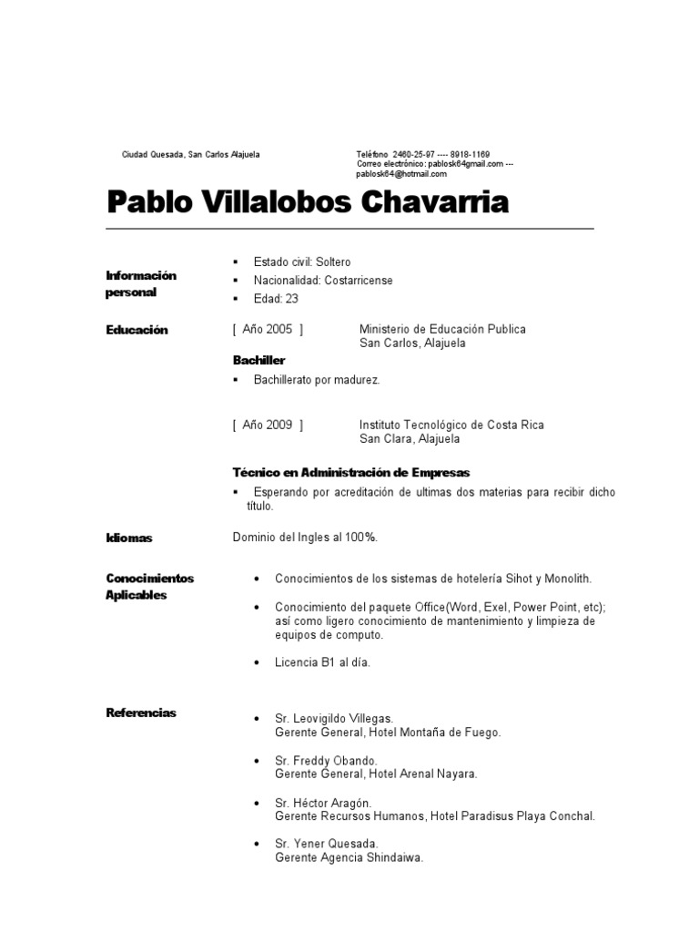 Pablo Villalobos | PDF | Hotel | Informática