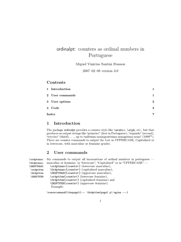 Ordinalpt: Counters As Ordinal Numbers in Portuguese: Miguel Vinícius ...