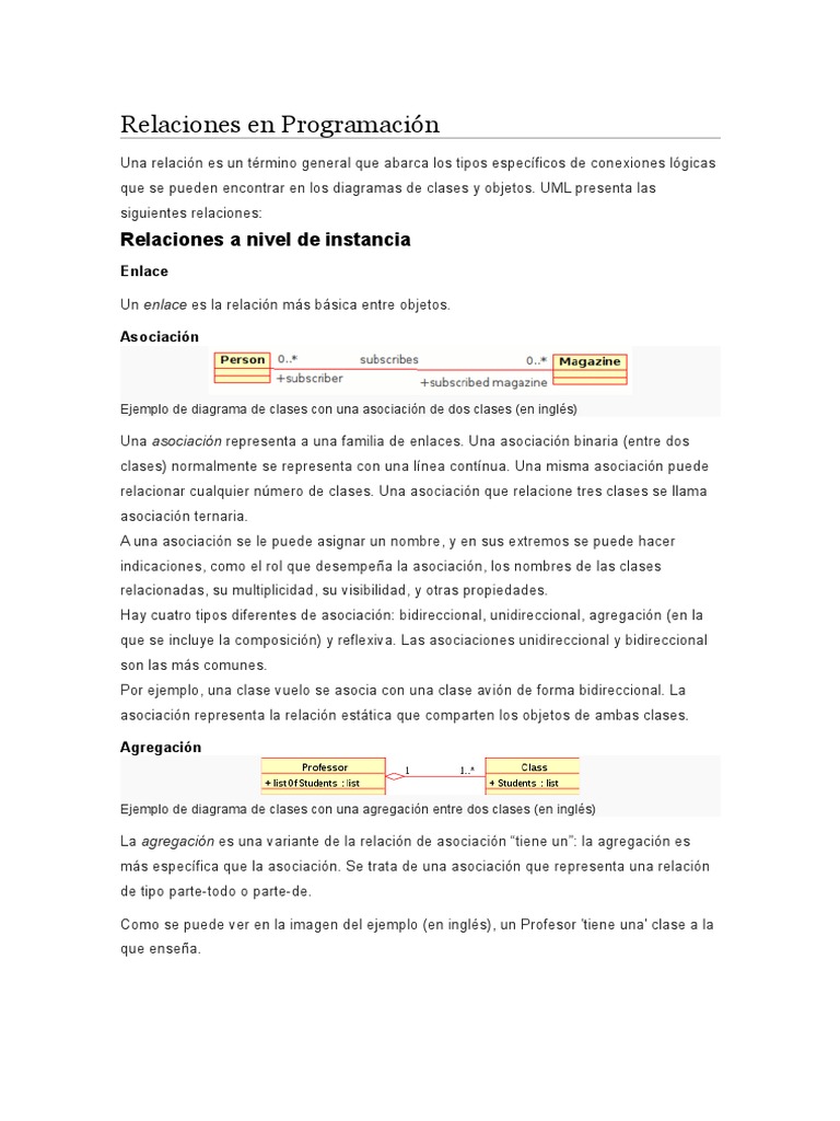 Relaciones en Programación UML | PDF | Programación de computadoras ...