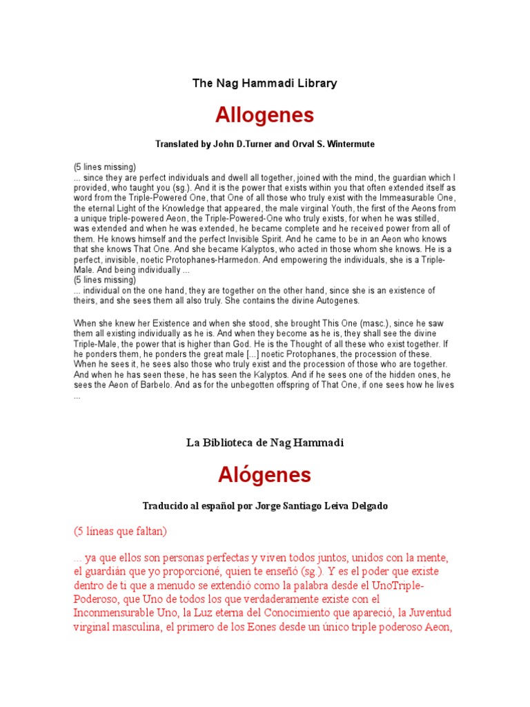 The Nag Hammadi Library Alógenes | PDF | Religious Belief And Doctrine ...
