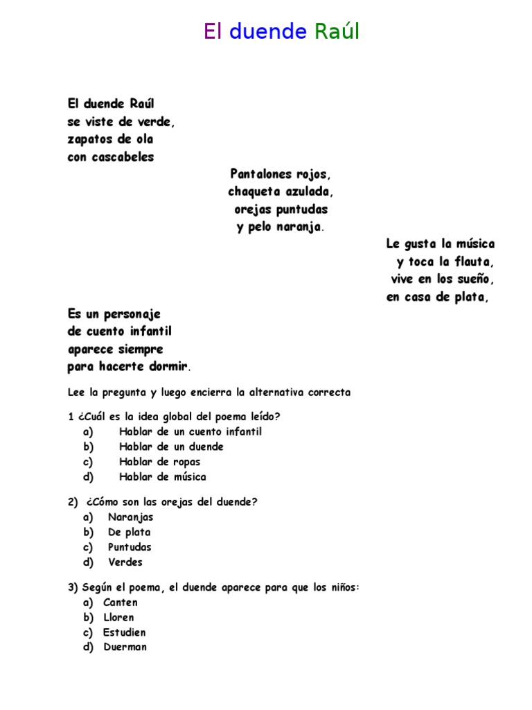 Poem A El Duende Raul | PDF | Ocio