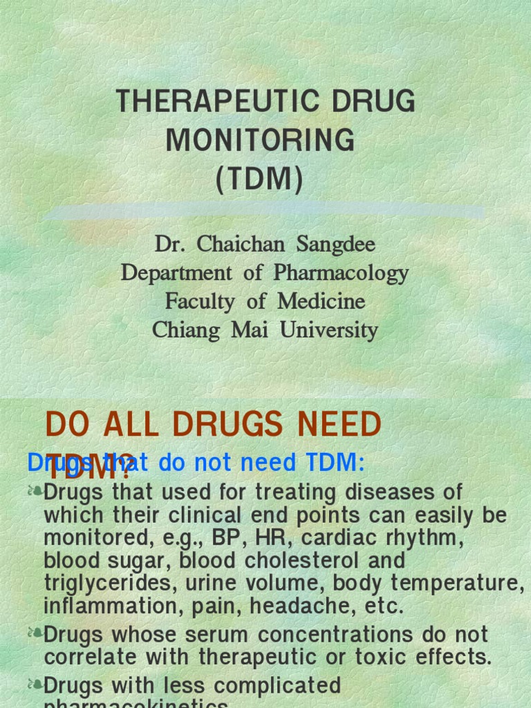 Therapeutic Drug Monitoring (TDM) | PDF | Pharmacokinetics | Pharmacy