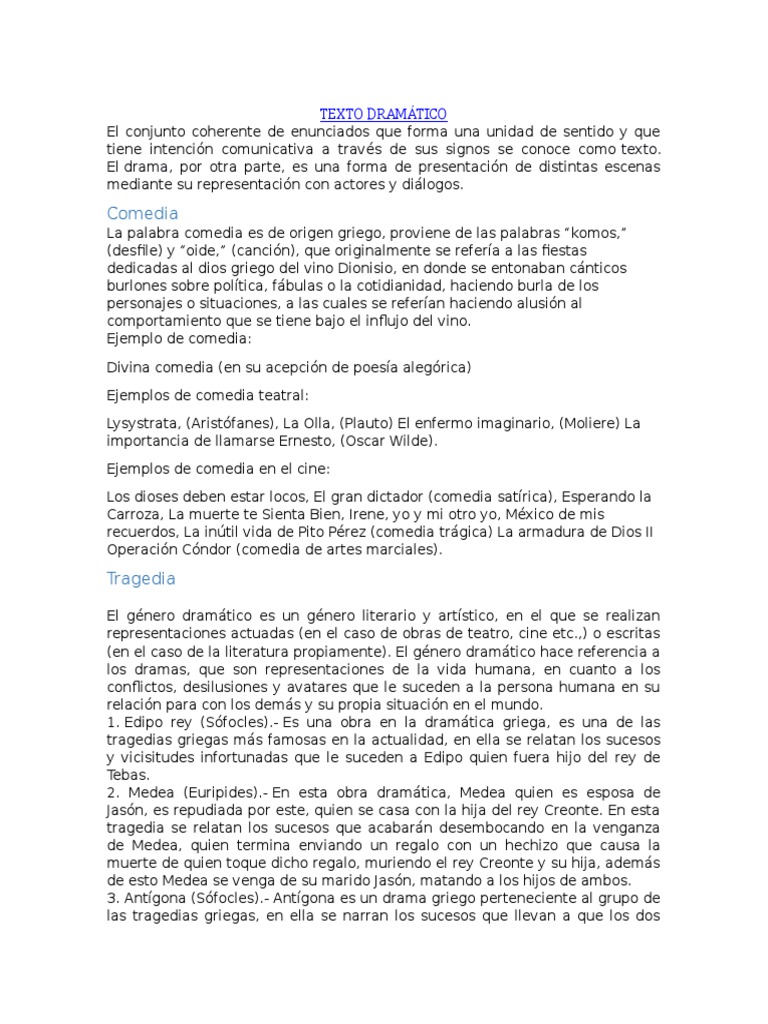 Texto de tragedia en el teatro dramático | PDF | Comedia | Edipo