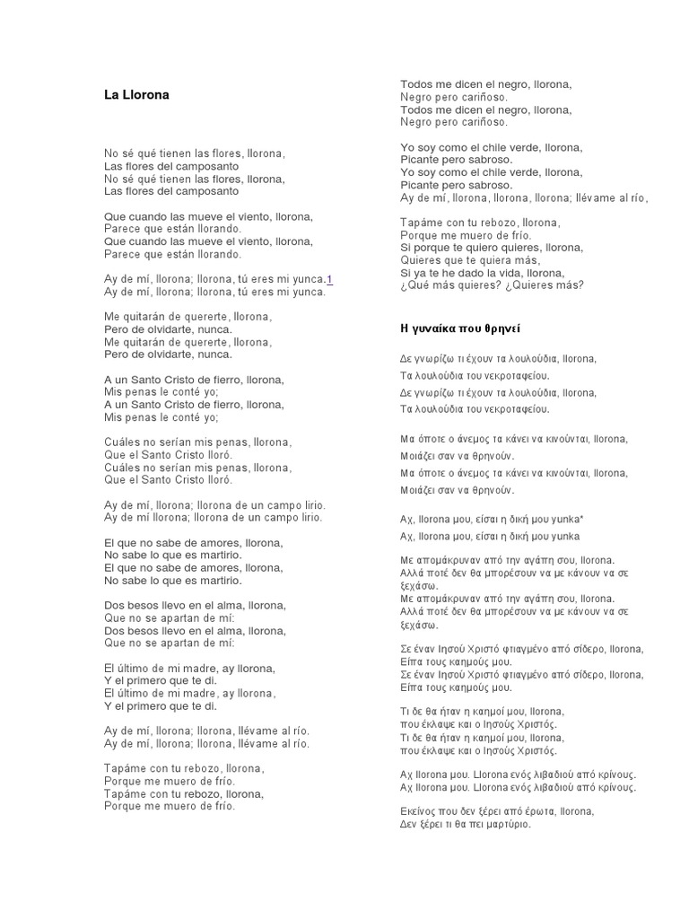 La Llorona Letra | PDF