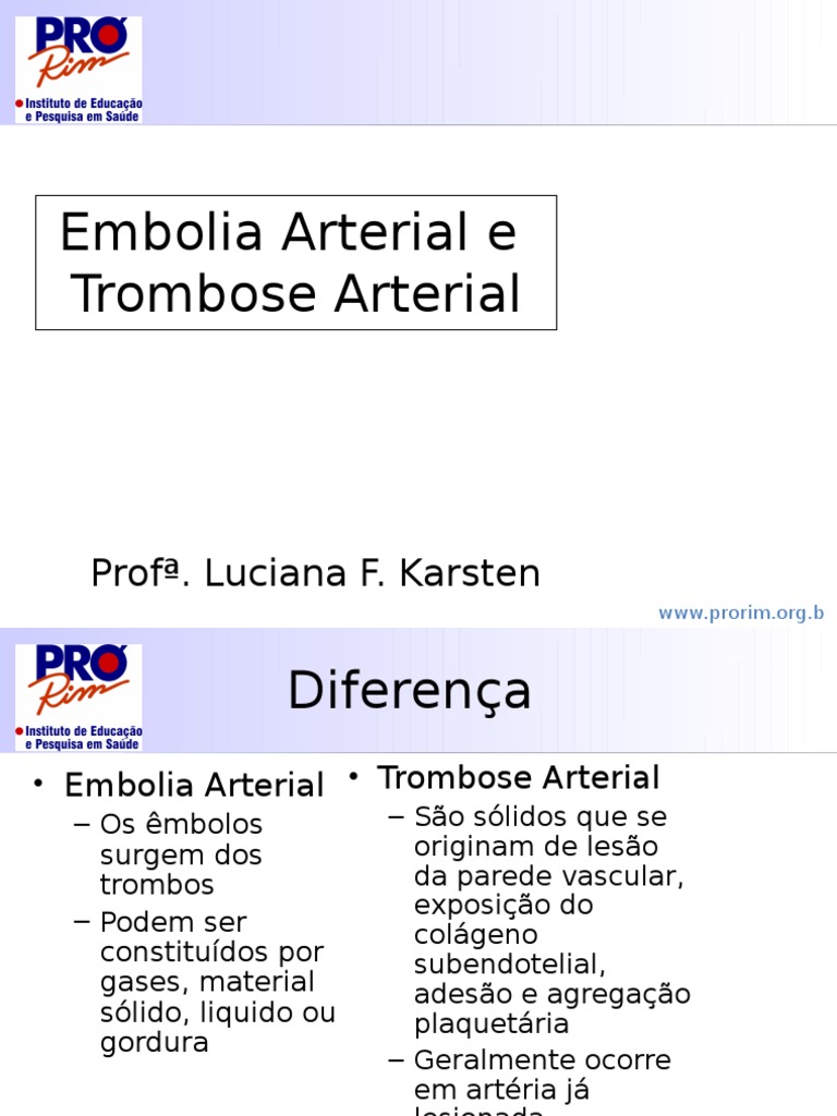 Embolia Arterial e Trombose Arterial | PDF | Trombose | Aterosclerose