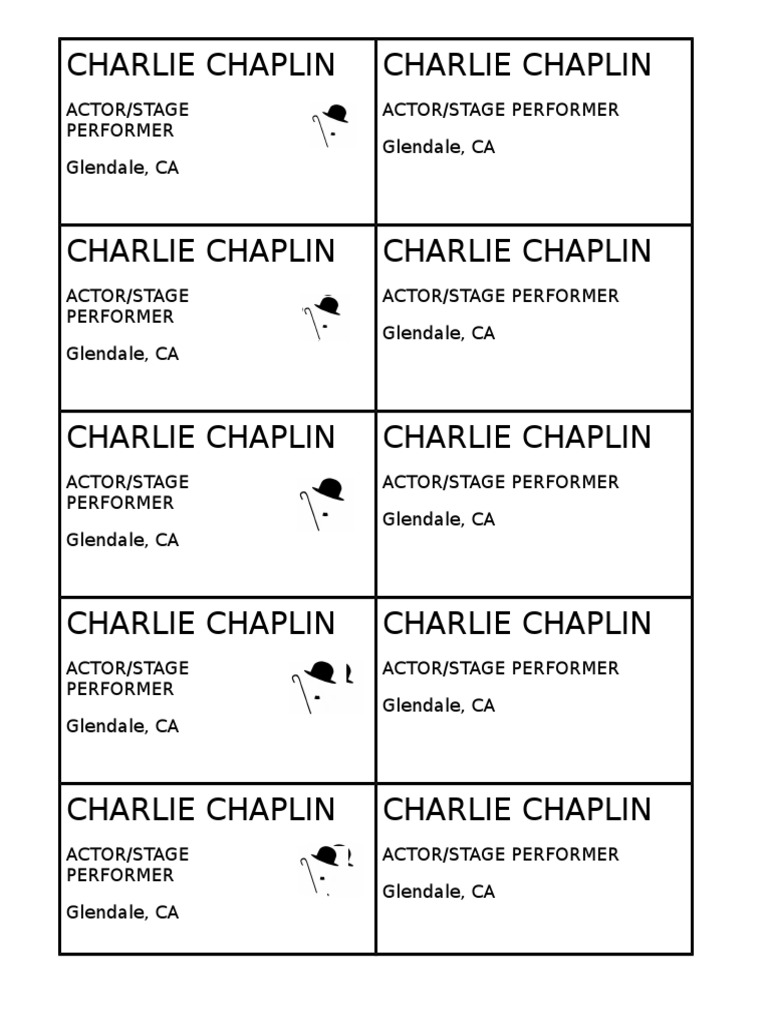 Charlie Chaplin Card | PDF | Charlie Chaplin | Leisure