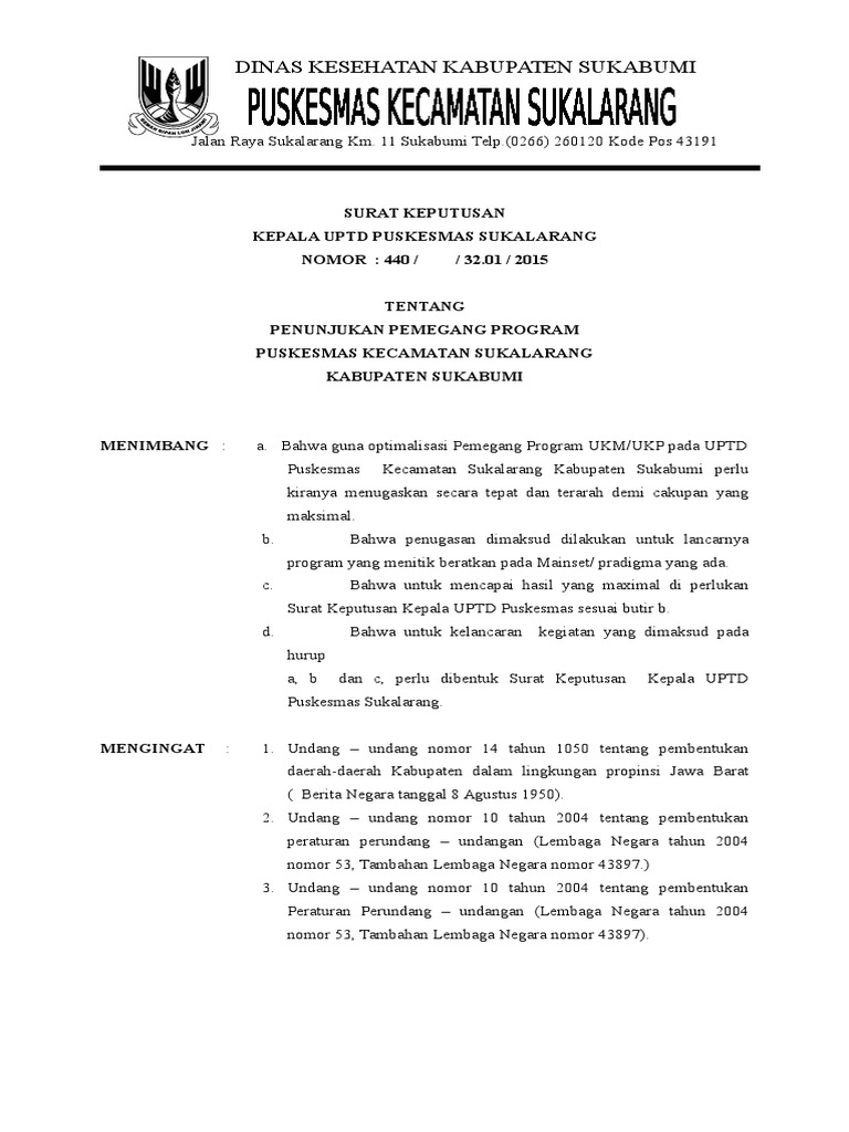 SK Pemegang Program 2015 | PDF