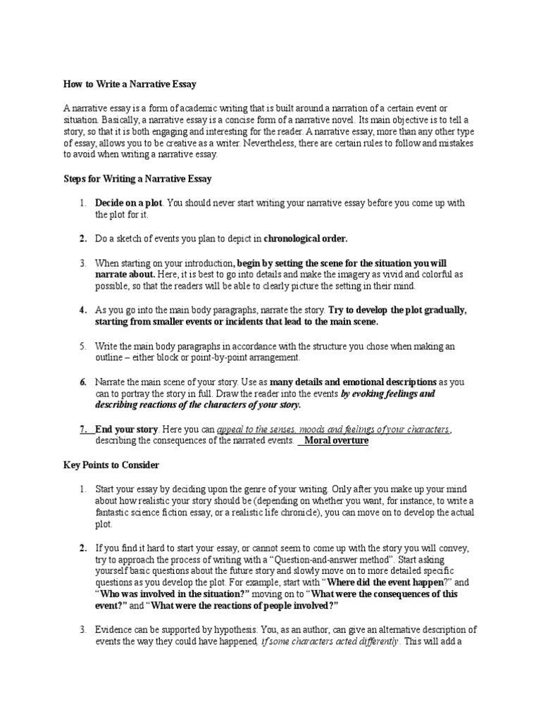 How To Write A Narrative Essay | PDF | Essays | Plot (Narrative)