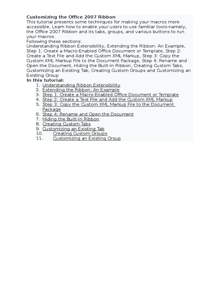 Customizing the Office 2007 Ribbon Guide | PDF | Tab (Gui) | Microsoft ...