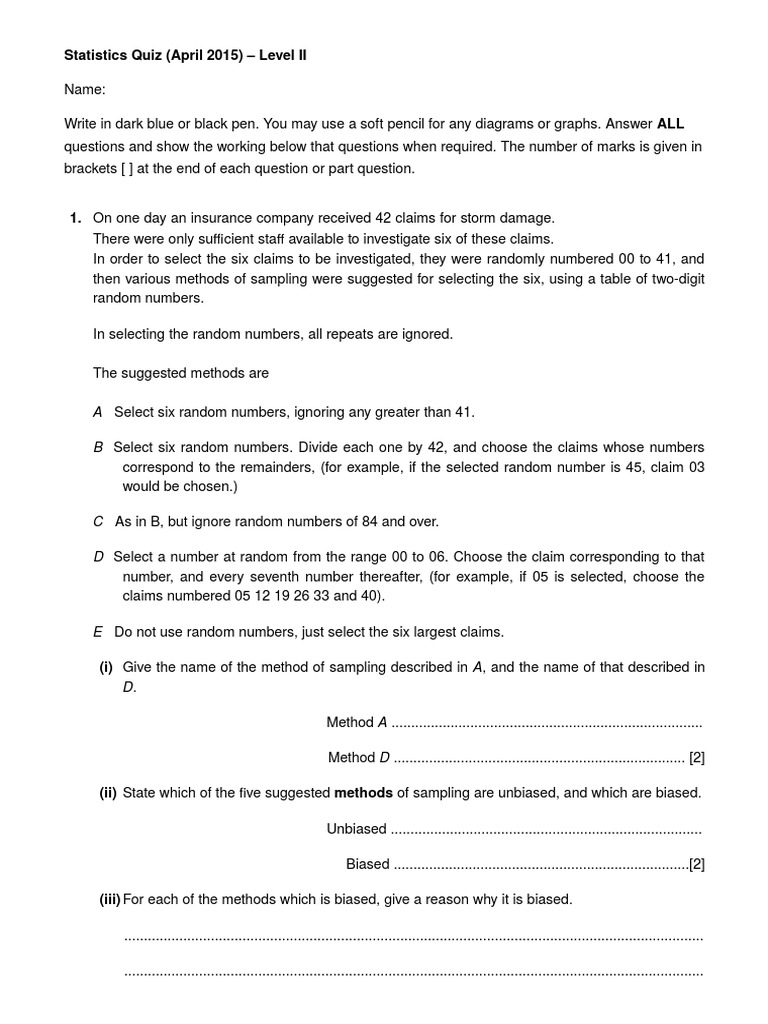 O-Level Statistics (4040) - Quiz Level 2 | PDF | Significant Figures ...