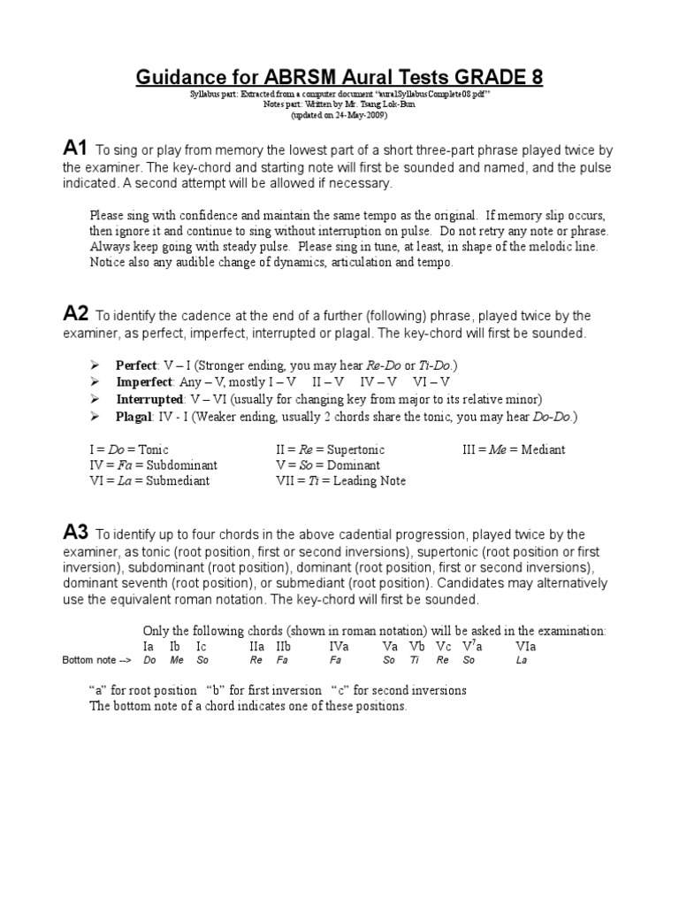 ABRSM Grade 8 Aural Test Guide | PDF | Musical Scales | Musical ...