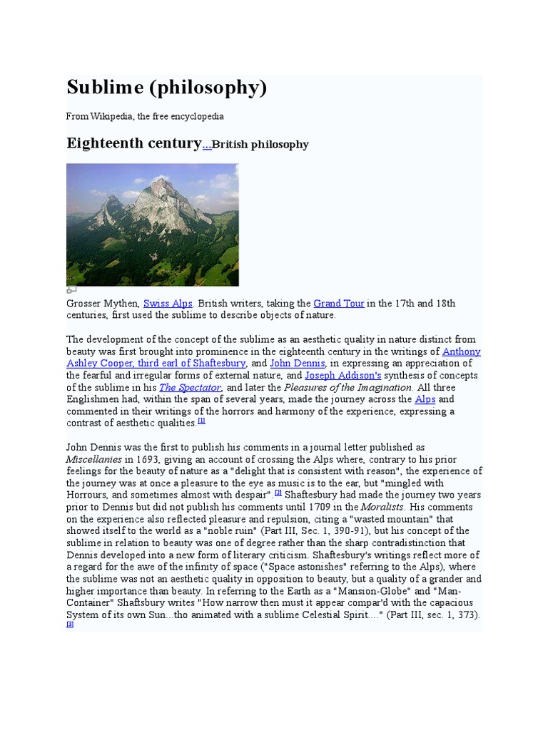 Sublime (Philosophy) : Eighteenth Century | PDF | Epistemology ...
