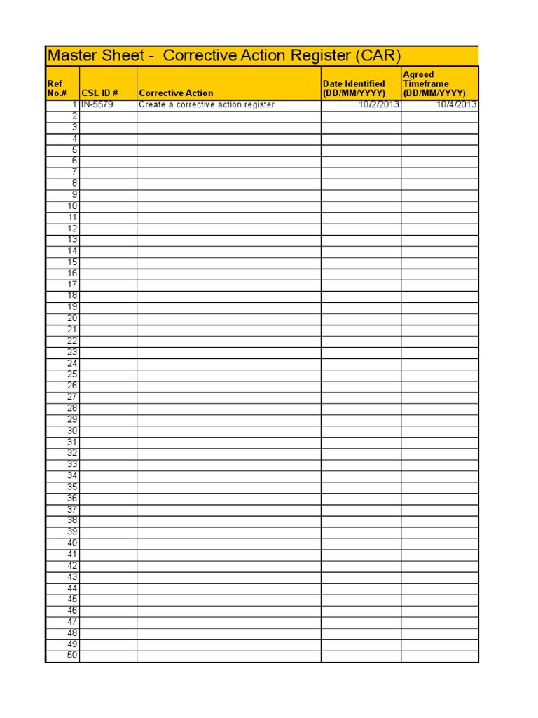 HSE Corrective-Actions-register (For MONITORING & REPORTING | PDF