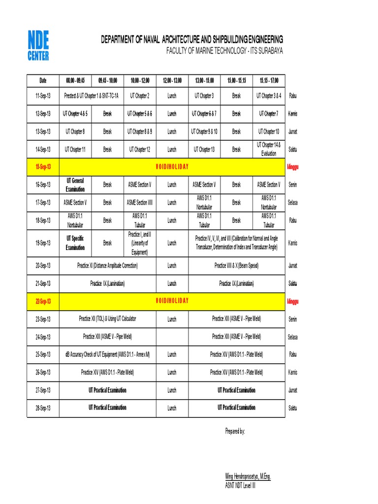 Naval Architecture Exam Schedule | PDF