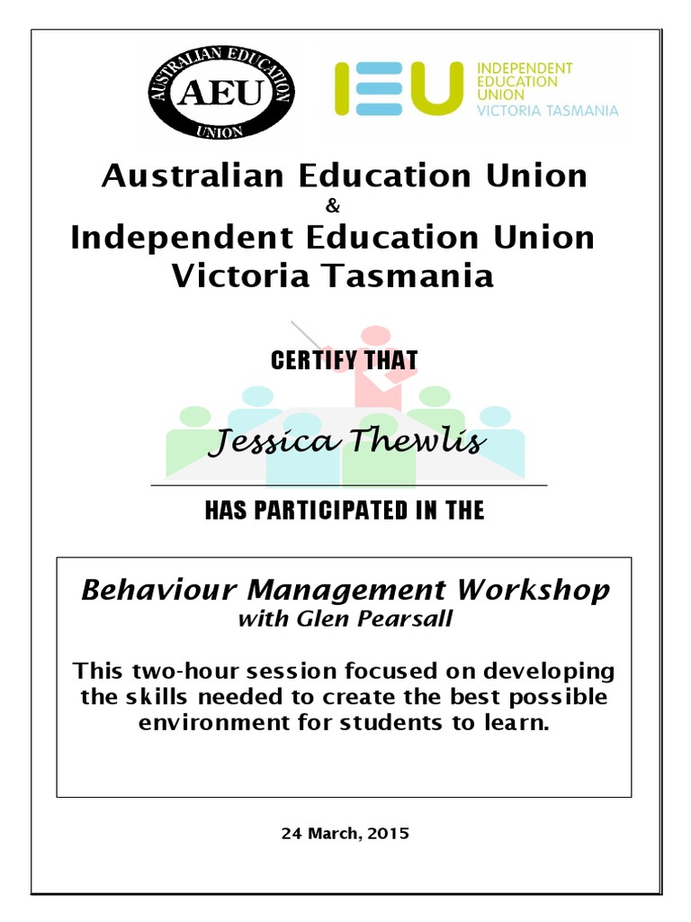 Behaviour Management Workshop Certificate | PDF