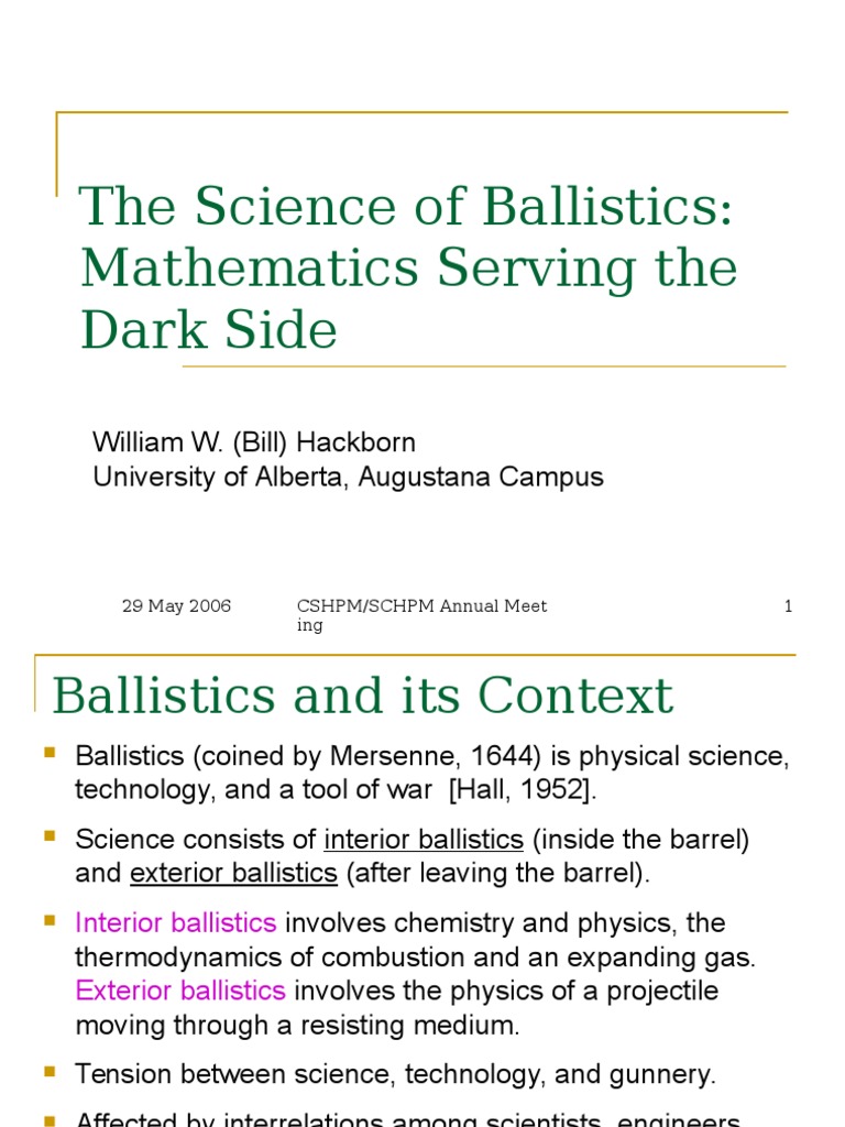 The Science of Ballistics: Mathematics Serving The Dark Side | PDF ...
