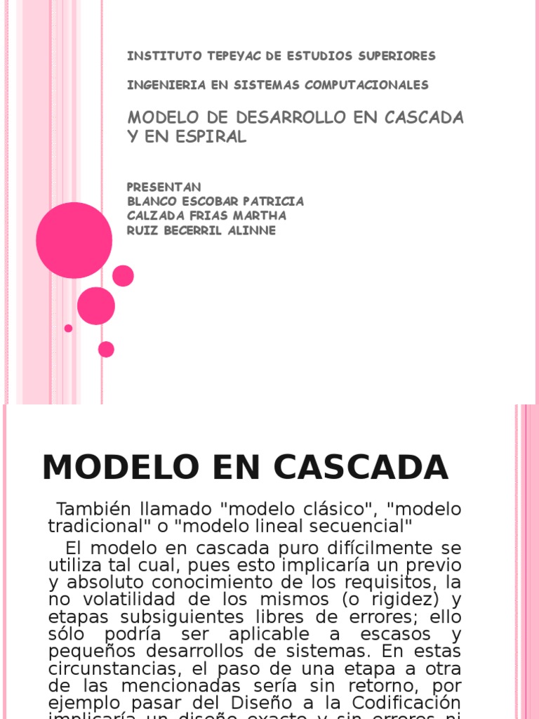 Modelo de Desarrollo en Cascada y en Espiral | PDF | Obras ...