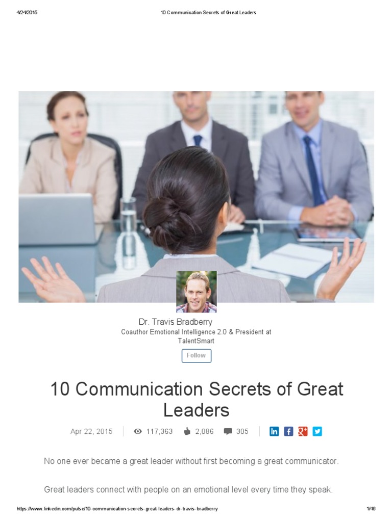 10 Secrets of Effective Leadership Communication | PDF | Emotional ...