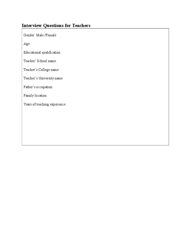 Teacher's Interview | PDF