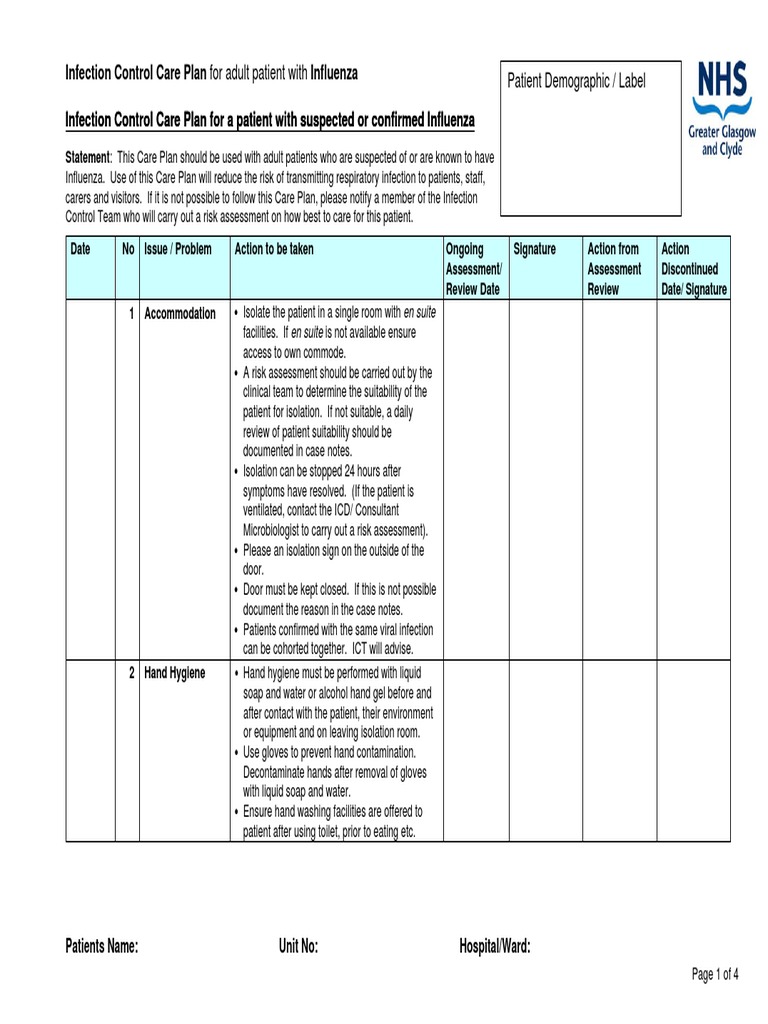 Infection Control Precautions for Managing Influenza: An Accommodation ...