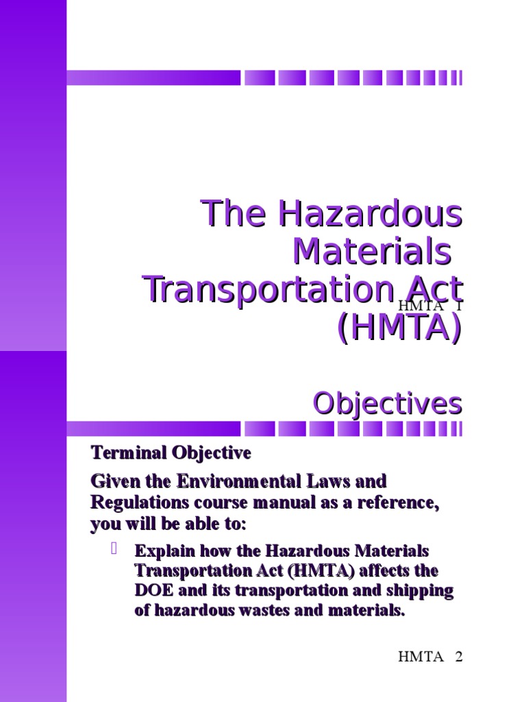 The Hazardous Materials Transportation Act (HMTA) | PDF | Dangerous ...
