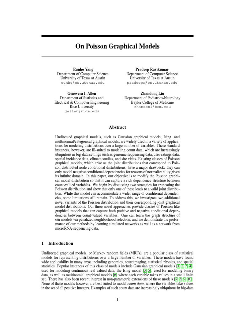 Poisson Graphical Models | Download Free PDF | Poisson Distribution | Teaching Mathematics
