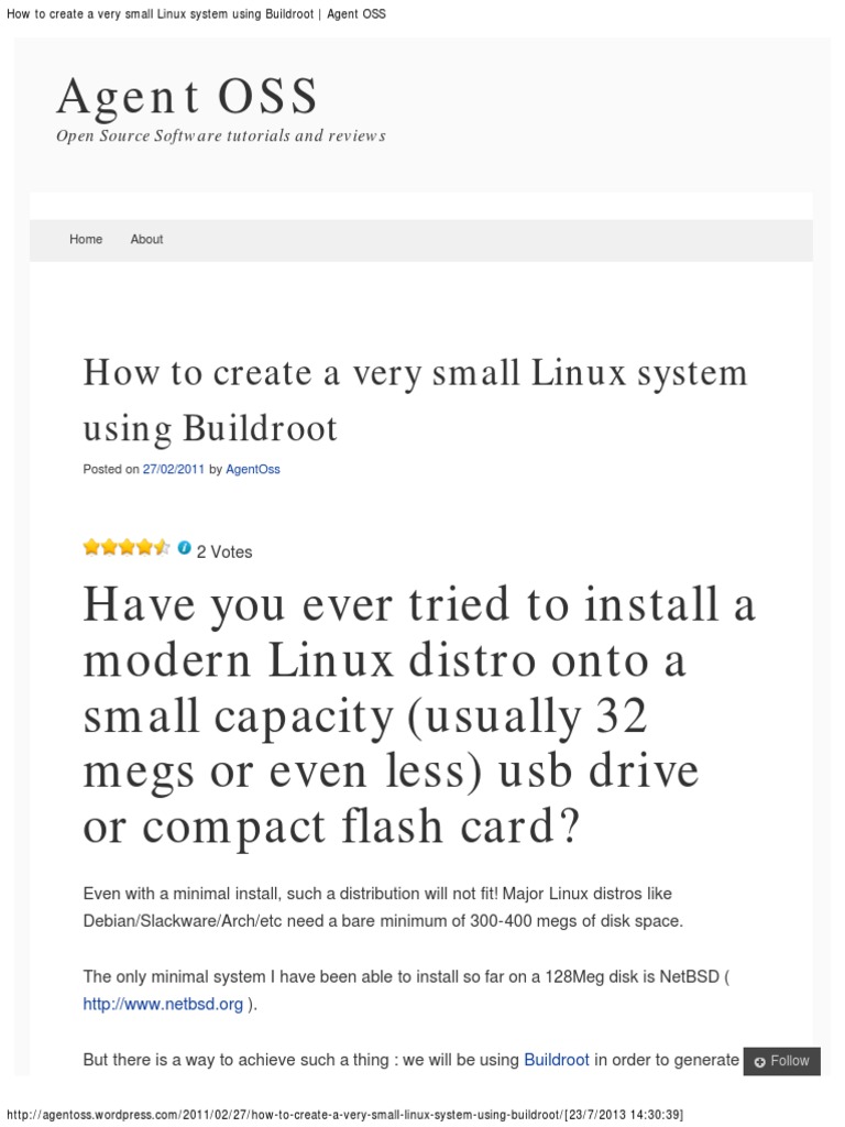 How To Create A Very Small Linux System Using Buildroot - Agent OSS | PDF | Linux | Linux ...