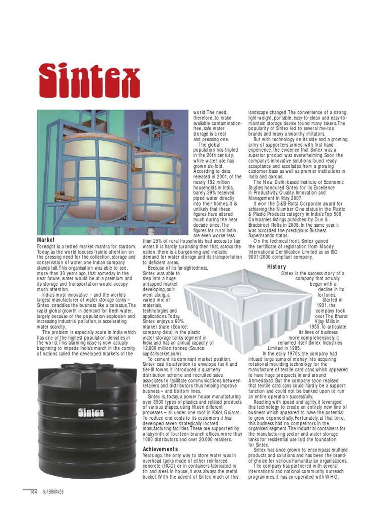 Sintex | PDF | Retail | Drinking Water