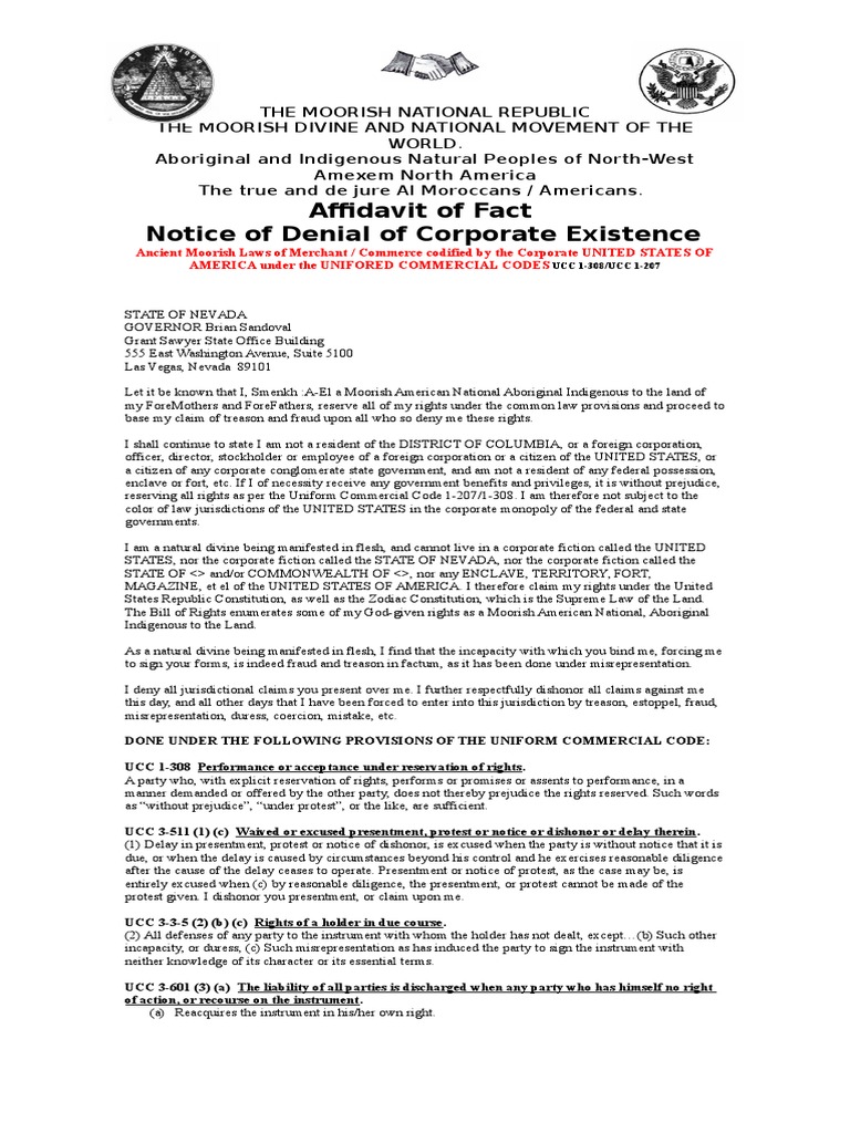 4 - Notice of Denial | PDF | Uniform Commercial Code | Affidavit