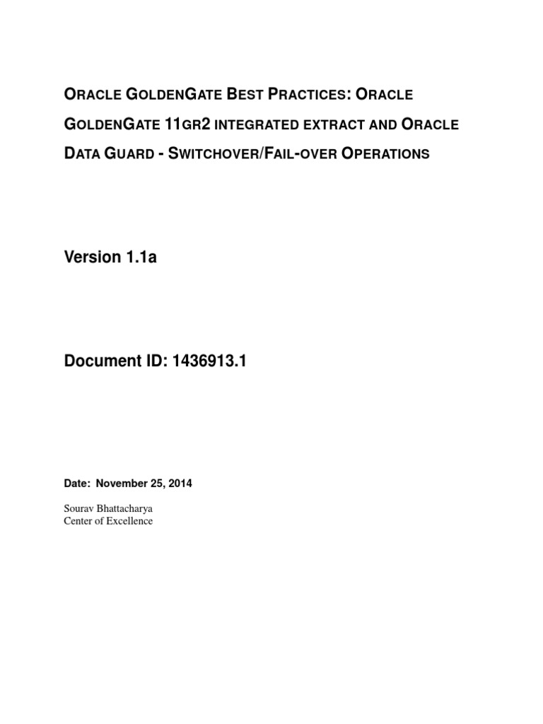 Oracle GoldenGate and Data Guard switchover best practices | PDF | Replication (Computing ...