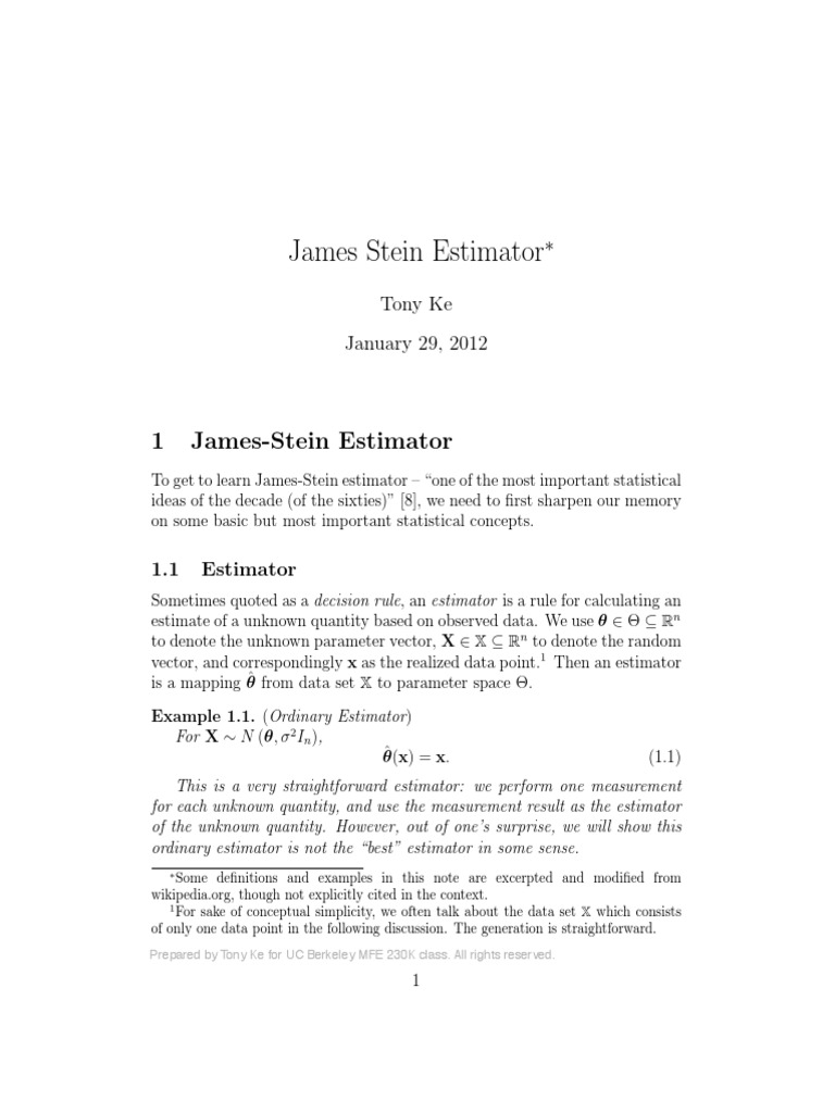 James Stein Estimator | PDF | Loss Function | Estimator