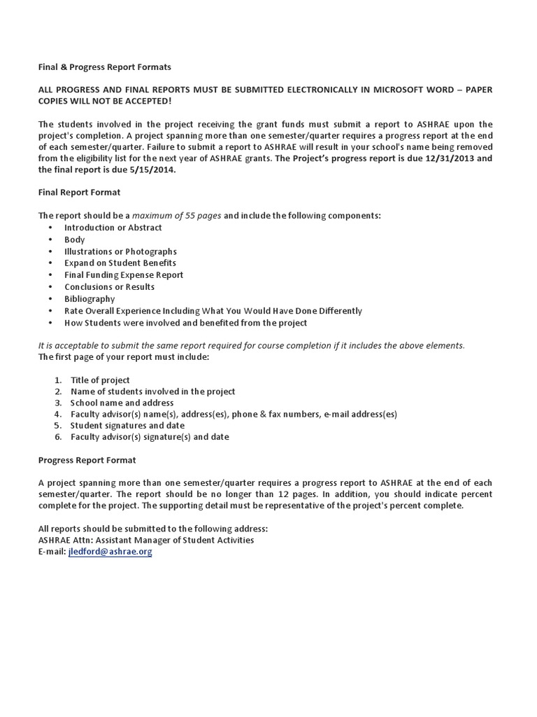 Final & Progress Report Formats | PDF | Business