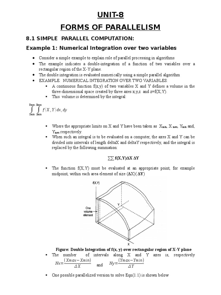 UNIT-8 Forms of Parallelism: 8.1 Simple Parallel Computation: Example 1: Numerical Integration ...