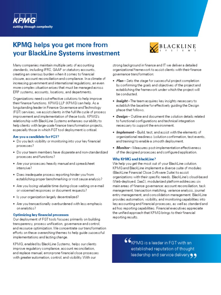 Kpmg Blackline Brochure | Leadership | Leadership & Mentoring