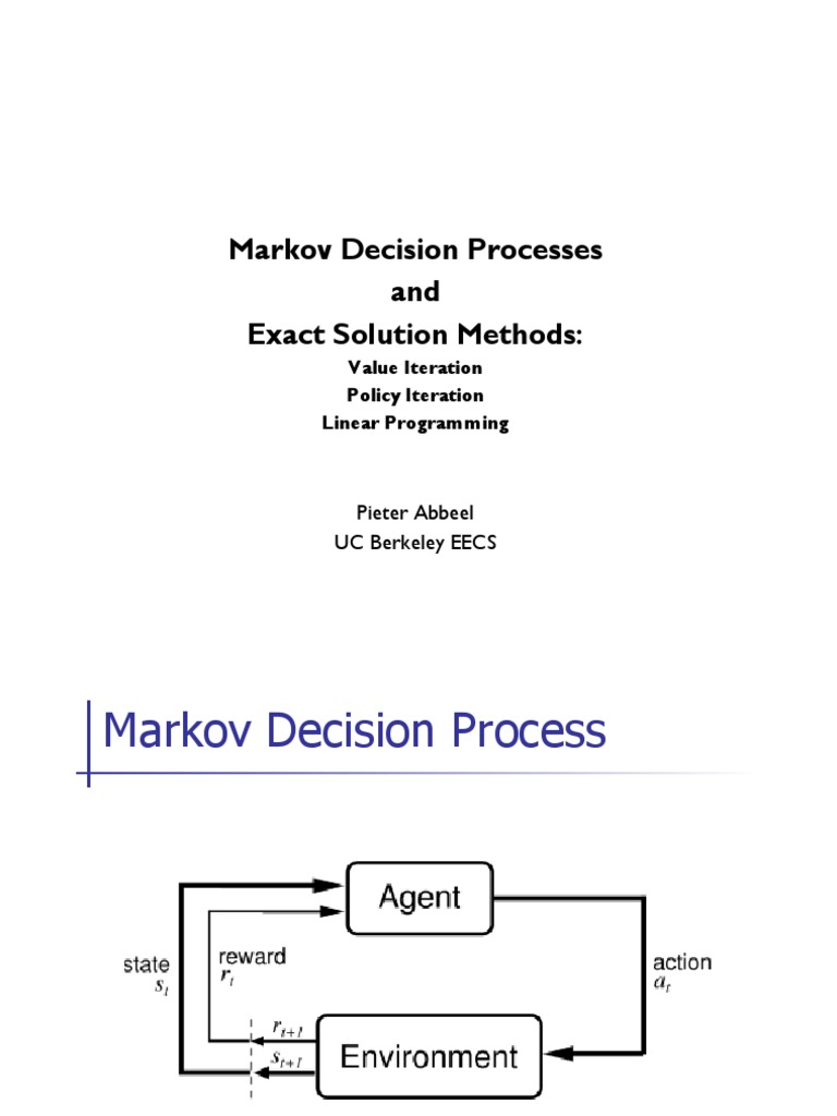 Markov Decision Processes and Exact Solution Methods | PDF | Optimal Control | Mathematical ...