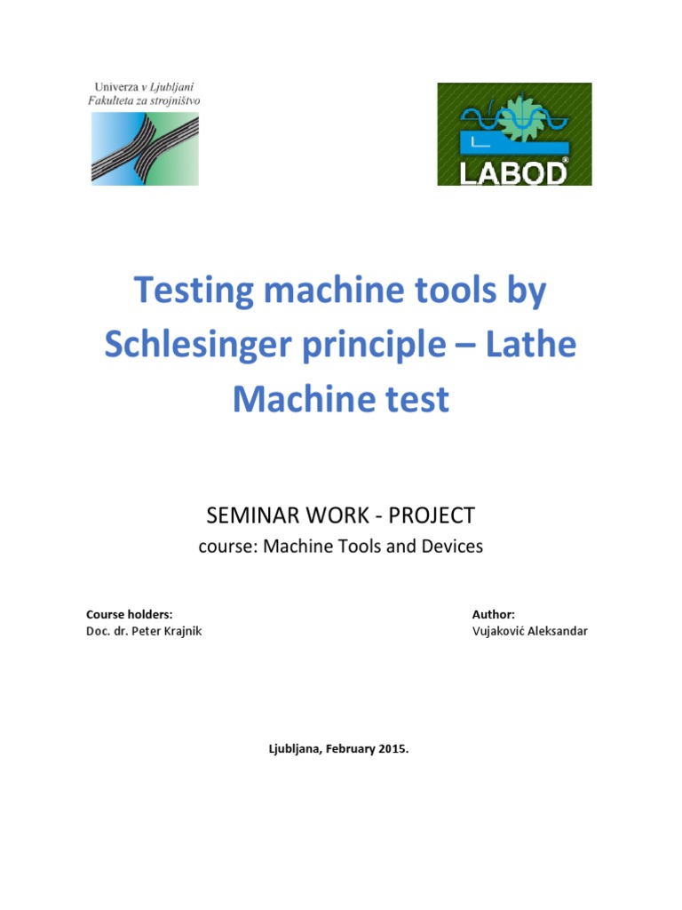 Testing Machine Tools by Schlesinger Principle - Lathe Machine Test ...