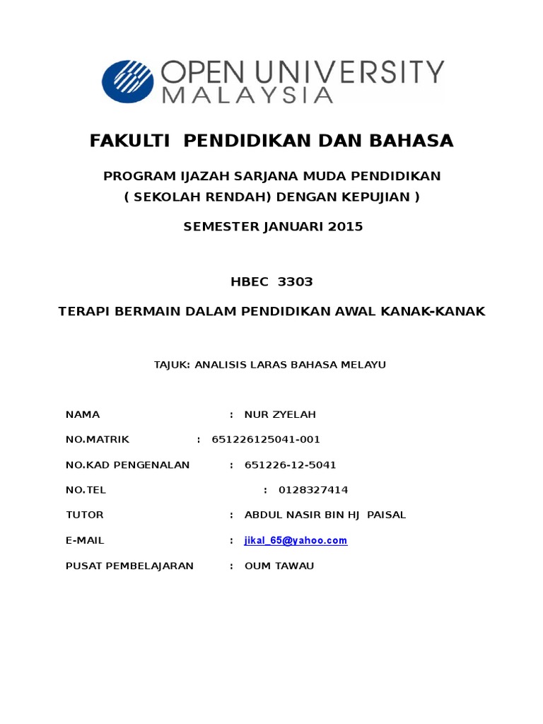 Tugasan HBEC 3203 Psikologi Kanak-Kanak | PDF