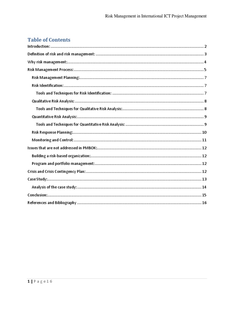 Risk Management For ICT Project Management | PDF | Risk Management | Risk