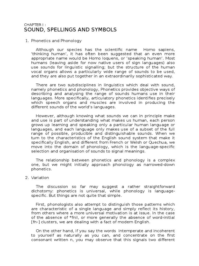 Chapter 01 Sounds Spelling and Symbols | PDF | Phonology | Phonetics