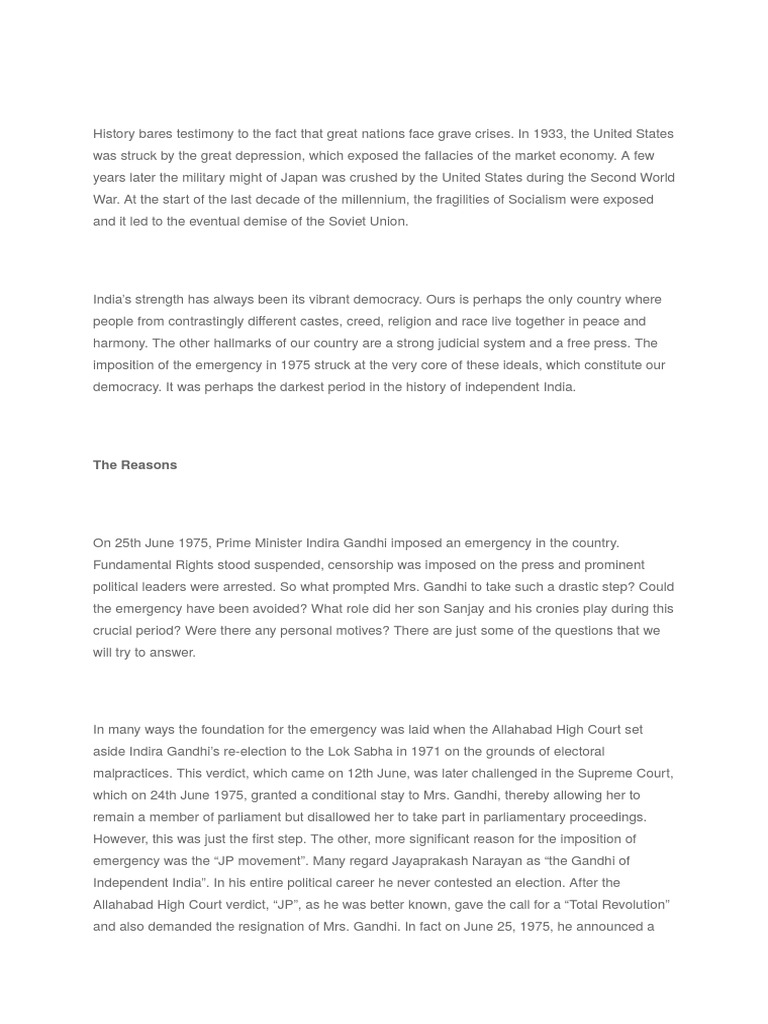 Emergency | PDF | Government Of India | Independent India
