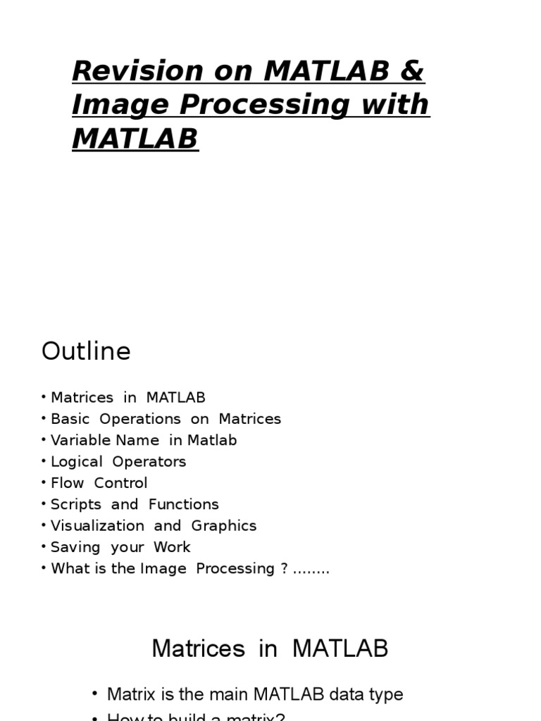 Revision On MATLAB & Image Processing With Matlab | PDF | Control Flow ...