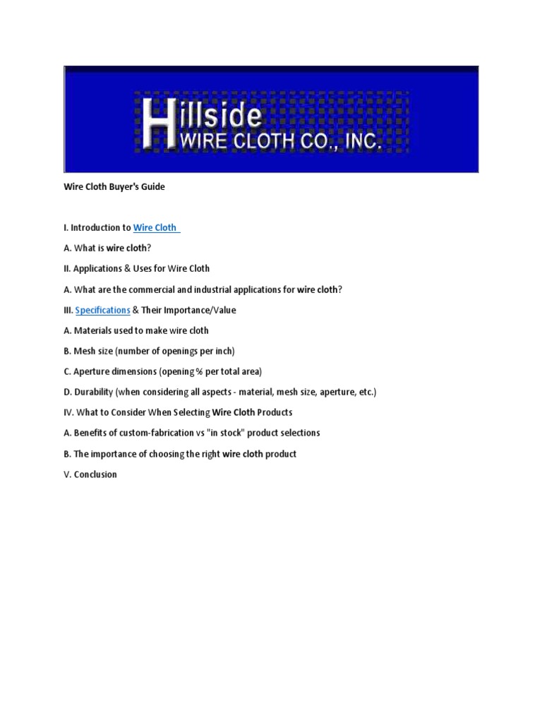 Wire Cloth Buyer's Guide | PDF
