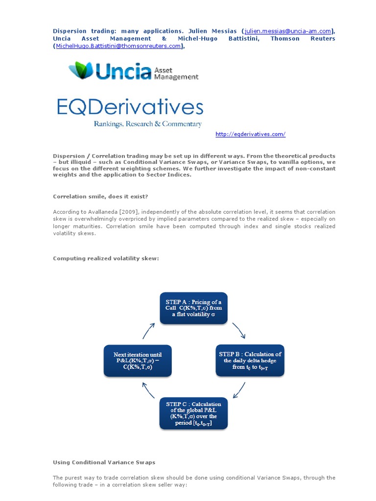 Dispersion Trading: Many Applications | PDF | Greeks (Finance) | Option ...