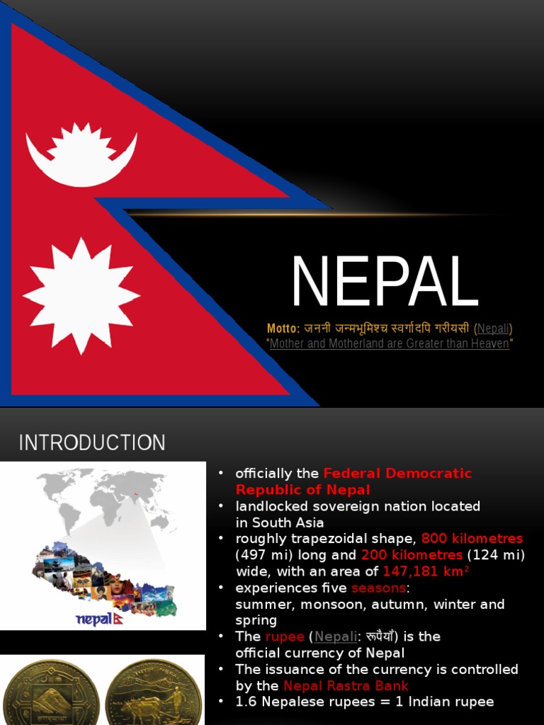 Nepal: Motto: जनननी जन्मभभममश्च स्वररर्गादमपि ररनीयसनी ( | PDF | Nepal ...