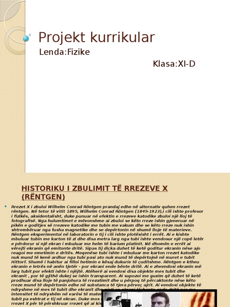 Projekt Fizike Rrezet X Ne Mjekesi | PDF