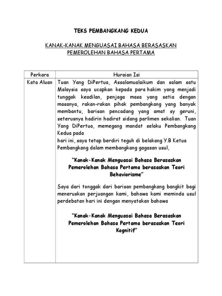 Teks Pembangkang Kedua | PDF