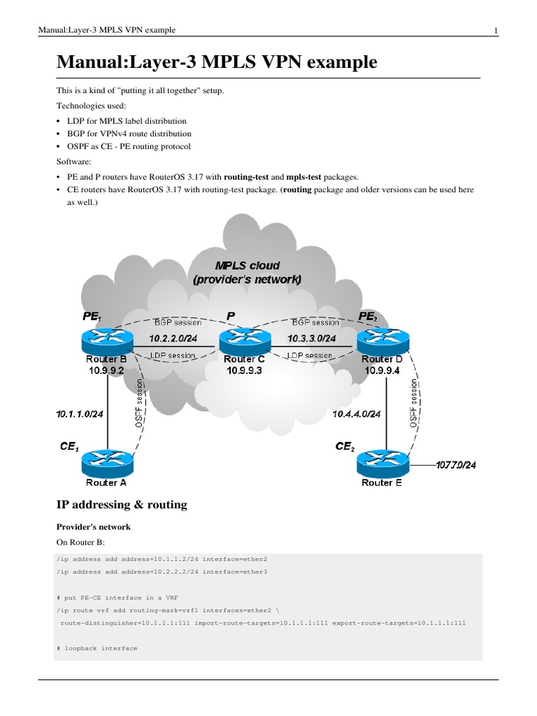 Manual - Layer-3 MPLS VPN Example | PDF | Multiprotocol Label Switching ...