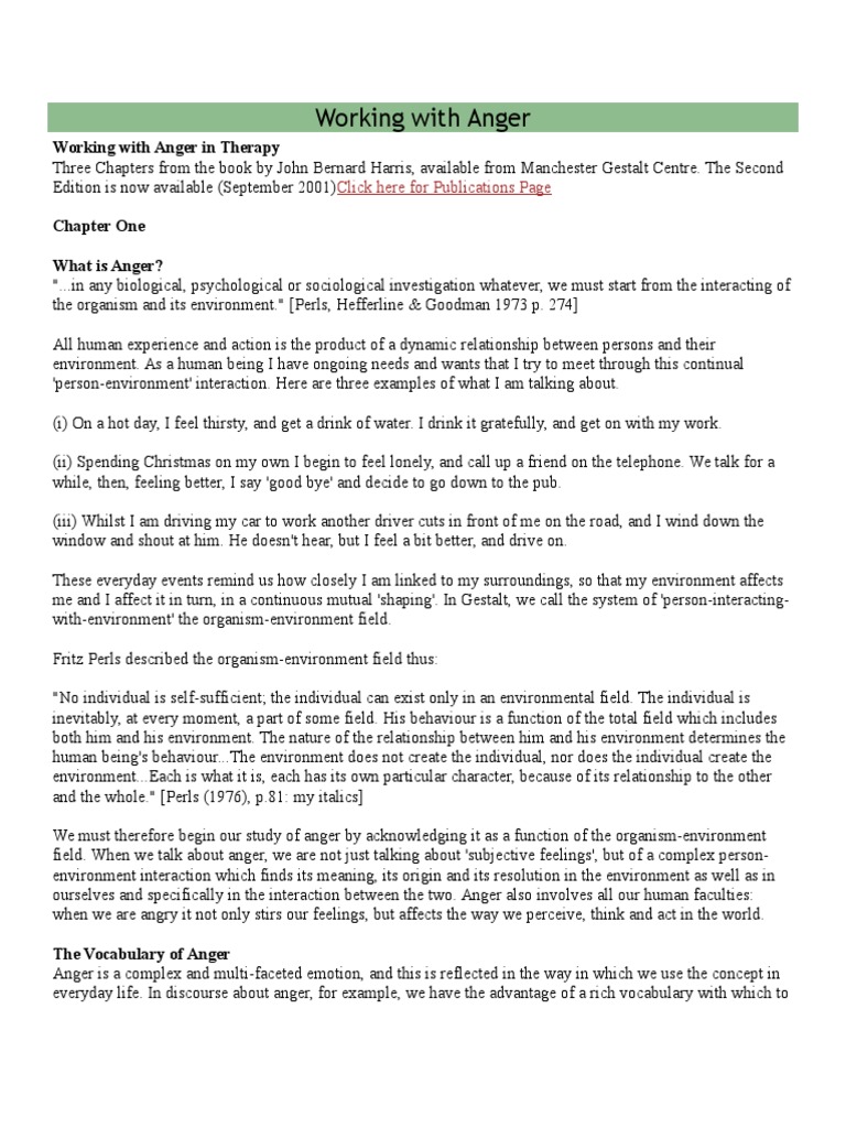 Working With Anger | Download Free PDF | Gestalt Therapy | Anger